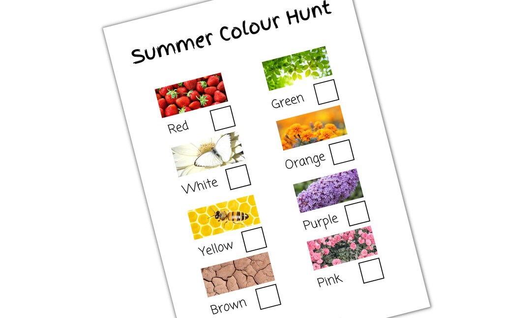 Summer Colour Hunt | Printable Summer Nature Hunt for Kids - Etsy