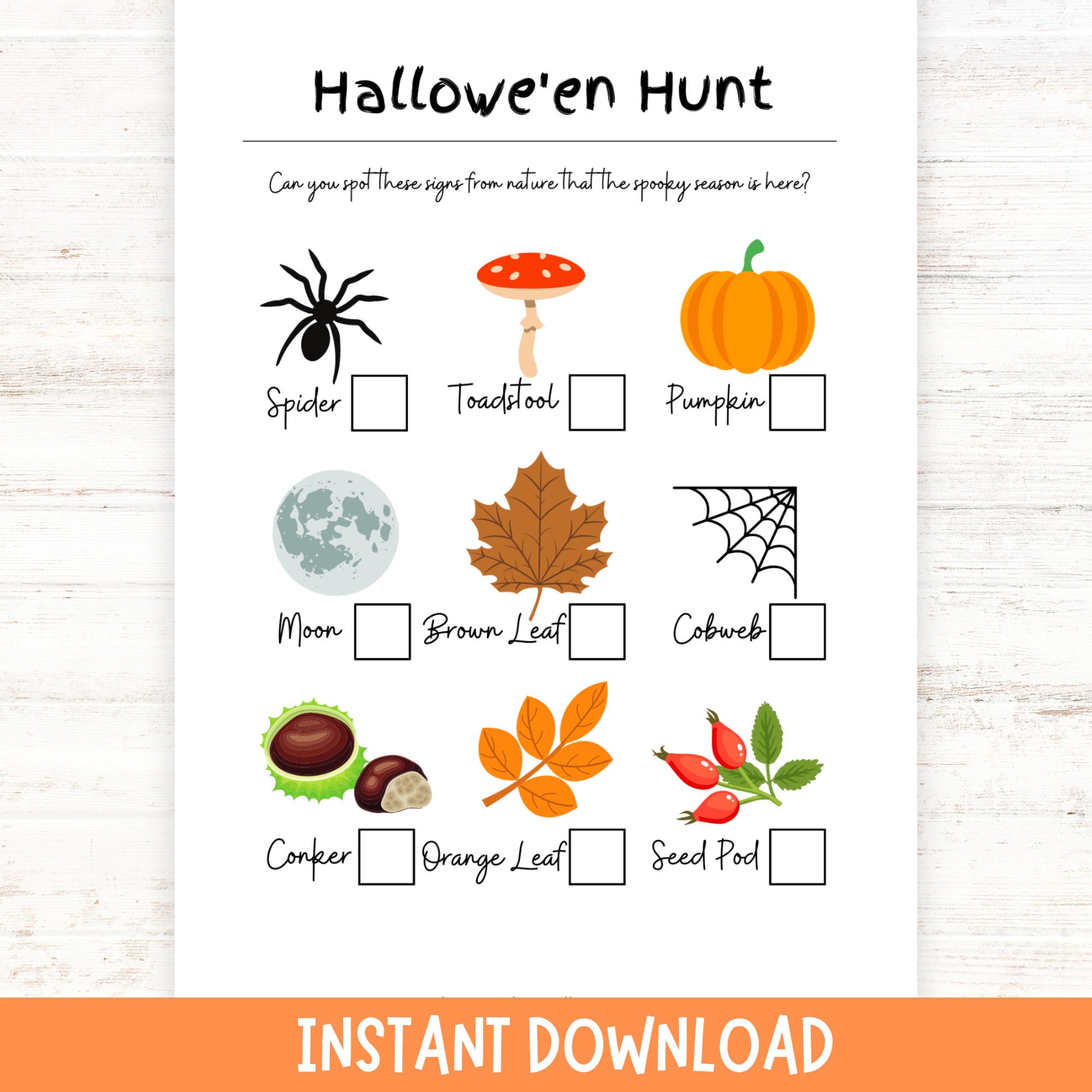 Halloween Nature Scavenger Hunt for Kids: Spooky Autumn I-spy (instant ...