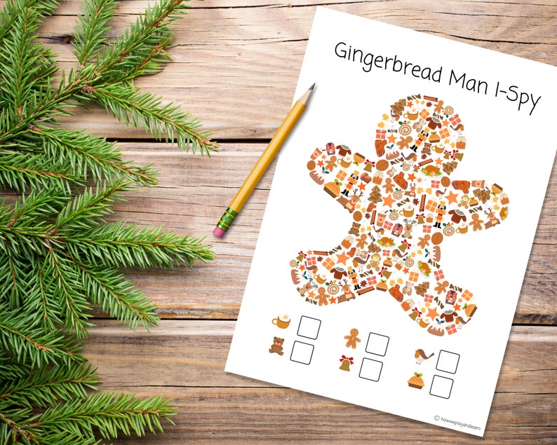 Gingerbread Man I-spy Printable | Xmas Eve Box Printable Worksheet for ...