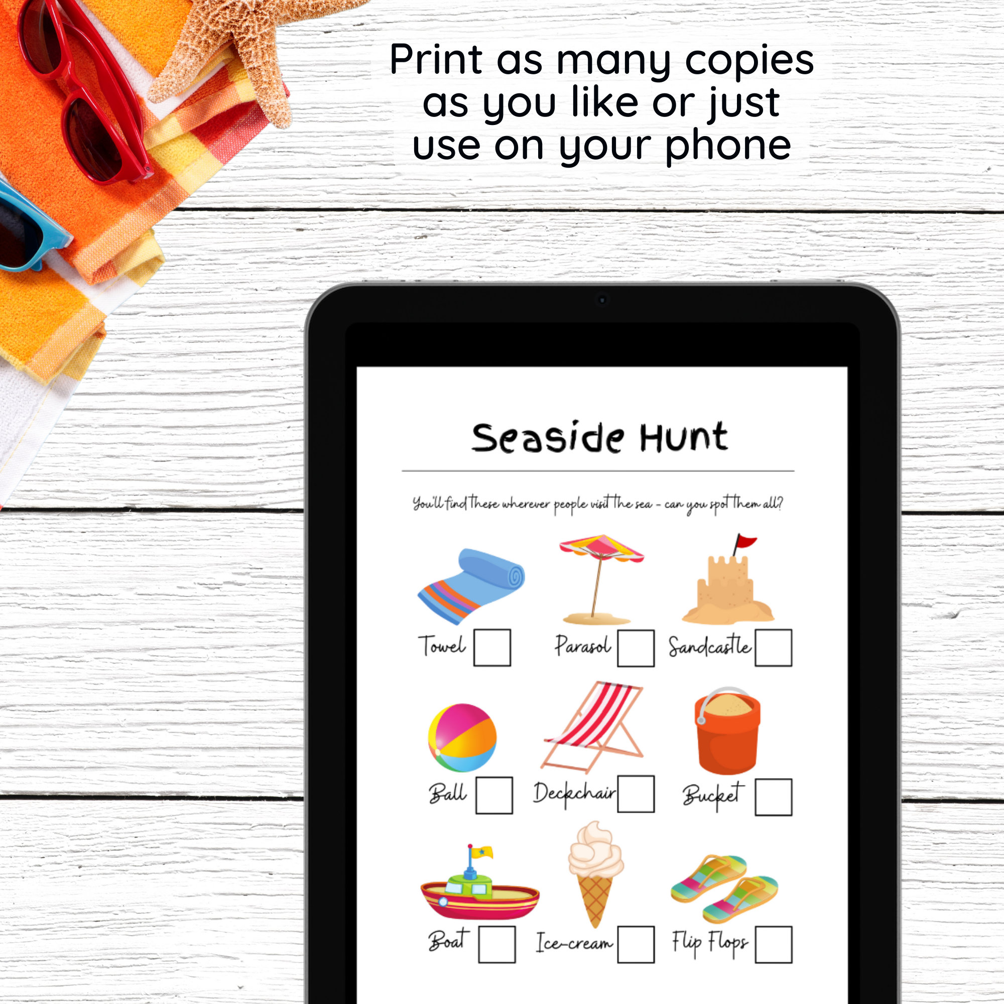 Seaside Treasure Hunt Printable Beach I Spy Game for Summer Holidays - Etsy