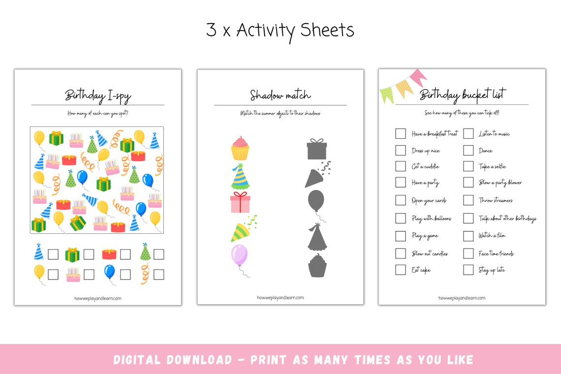 Printable Birthday Activity Book: Party Games & Coloring (PDF) - Etsy
