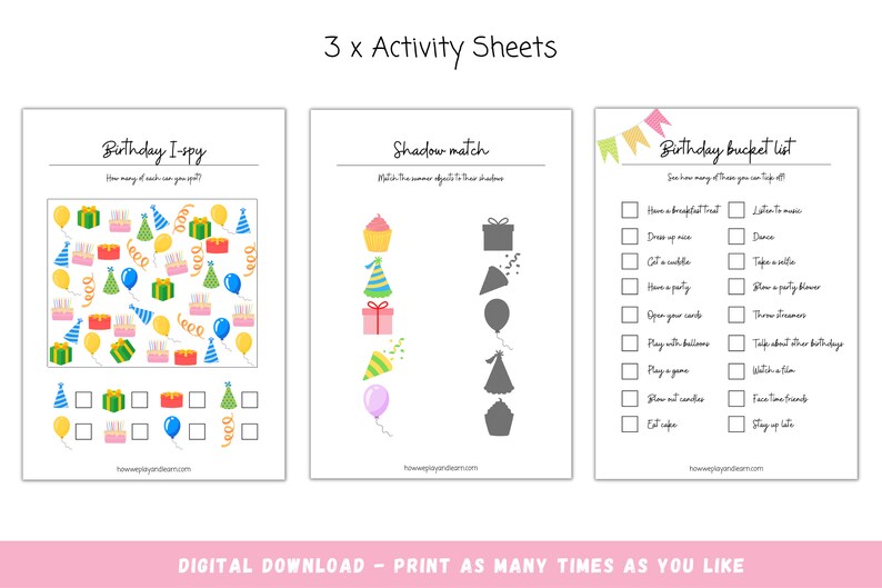 Birthday Activity Book Birthday Party Activities Party Bag Printables ...