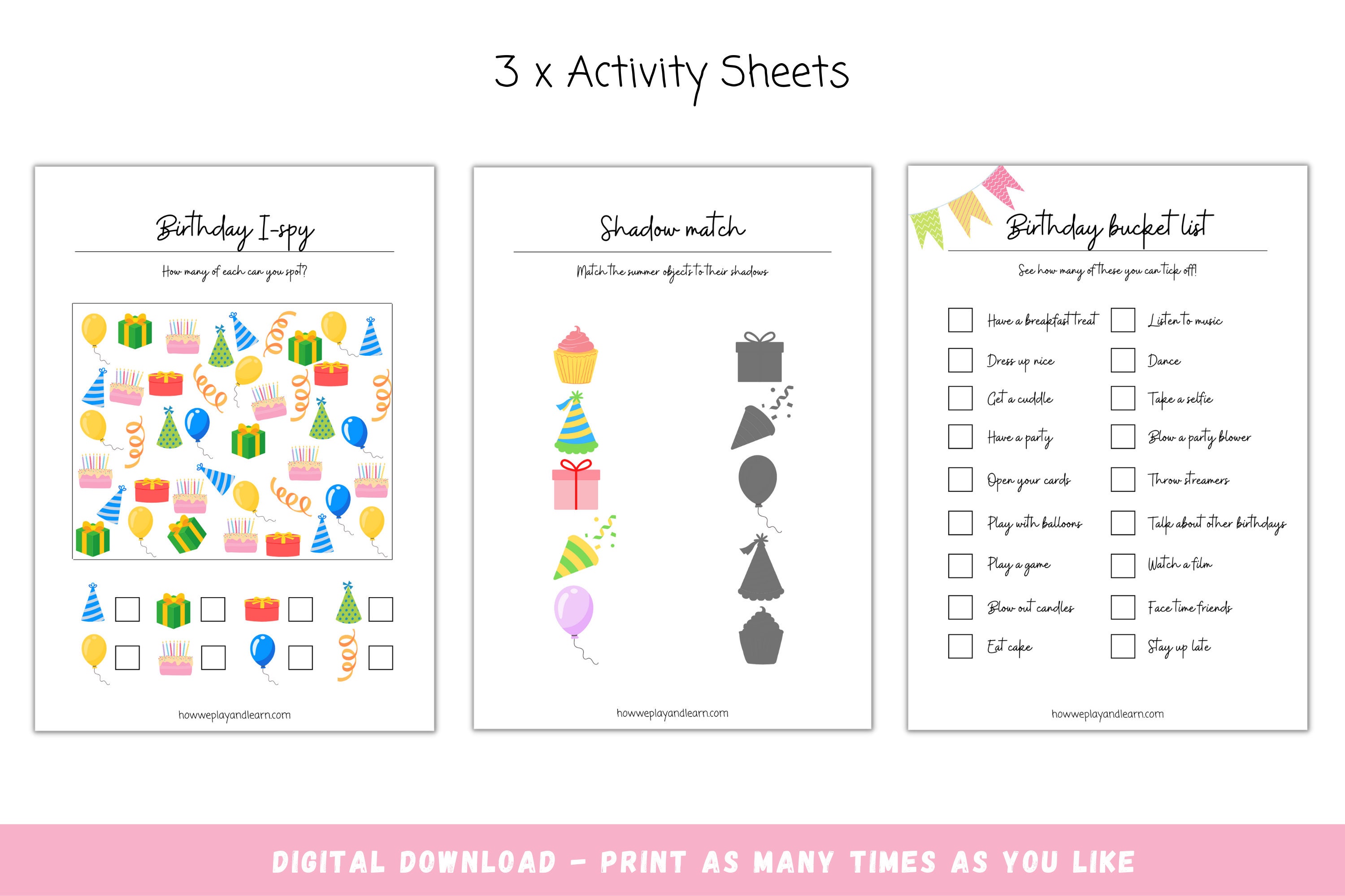 Birthday Activity Book Birthday Party Activities Party Bag Printables ...