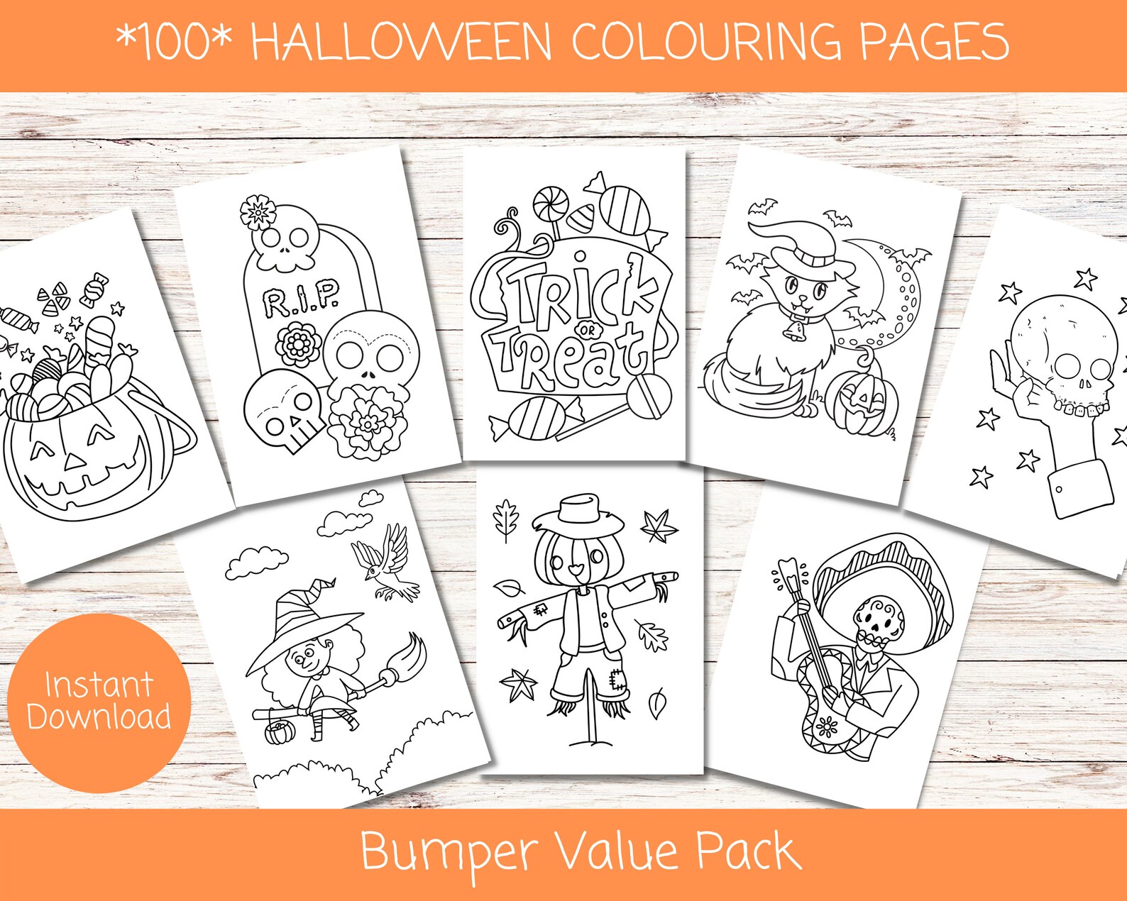 100 Halloween Coloring Pages: Spooky and Fun Colouring Sheets (instant ...