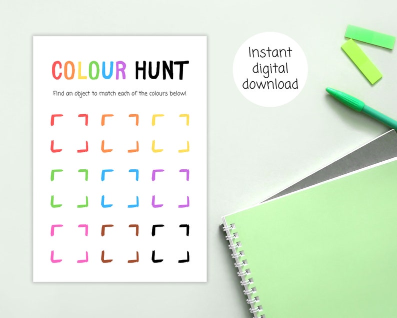 Colour Hunt Kids Colour Scavenger Hunt Colour I-spy Printable - Etsy