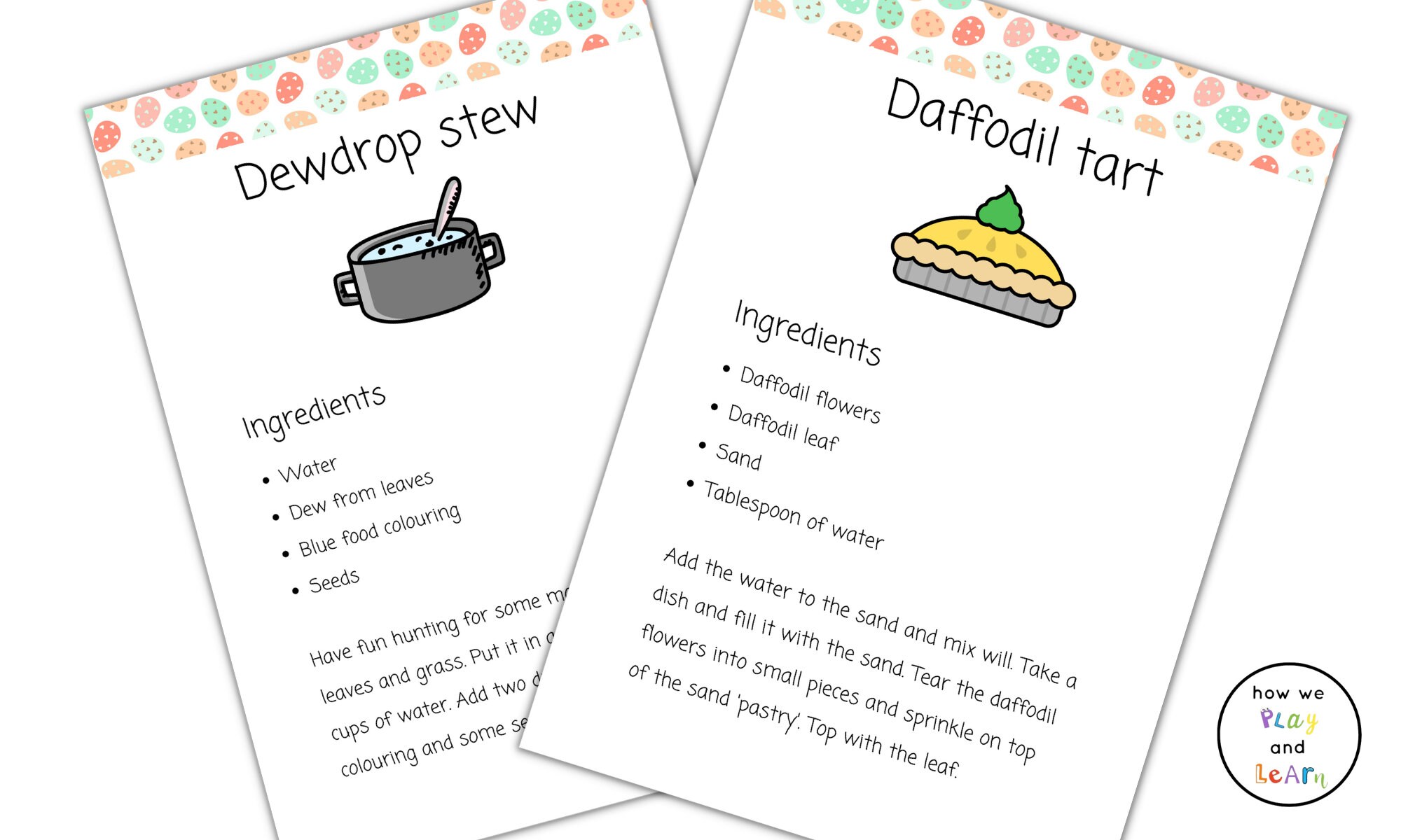 Learning & School Toys Easter Mud Kitchen Recipes 12 x Poster and ...