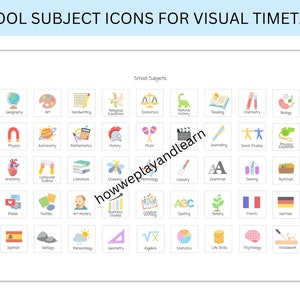 School Subject Icons for Kids Weekly Planner | Visual Timetable Routine ...