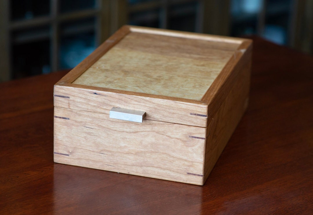 Top Loader Storage and Display Box - Solid Cherry Wood Box for Sports ...