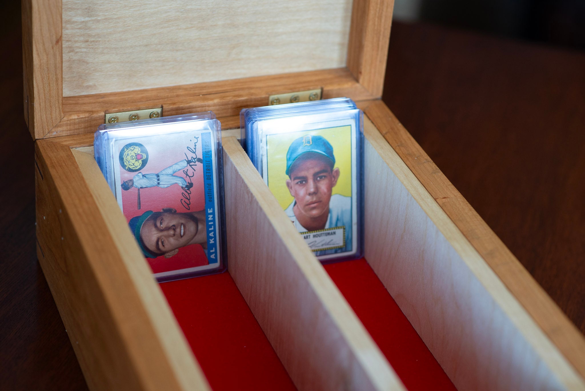 Top Loader Storage and Display Box - Solid Cherry Wood Box for Sports ...