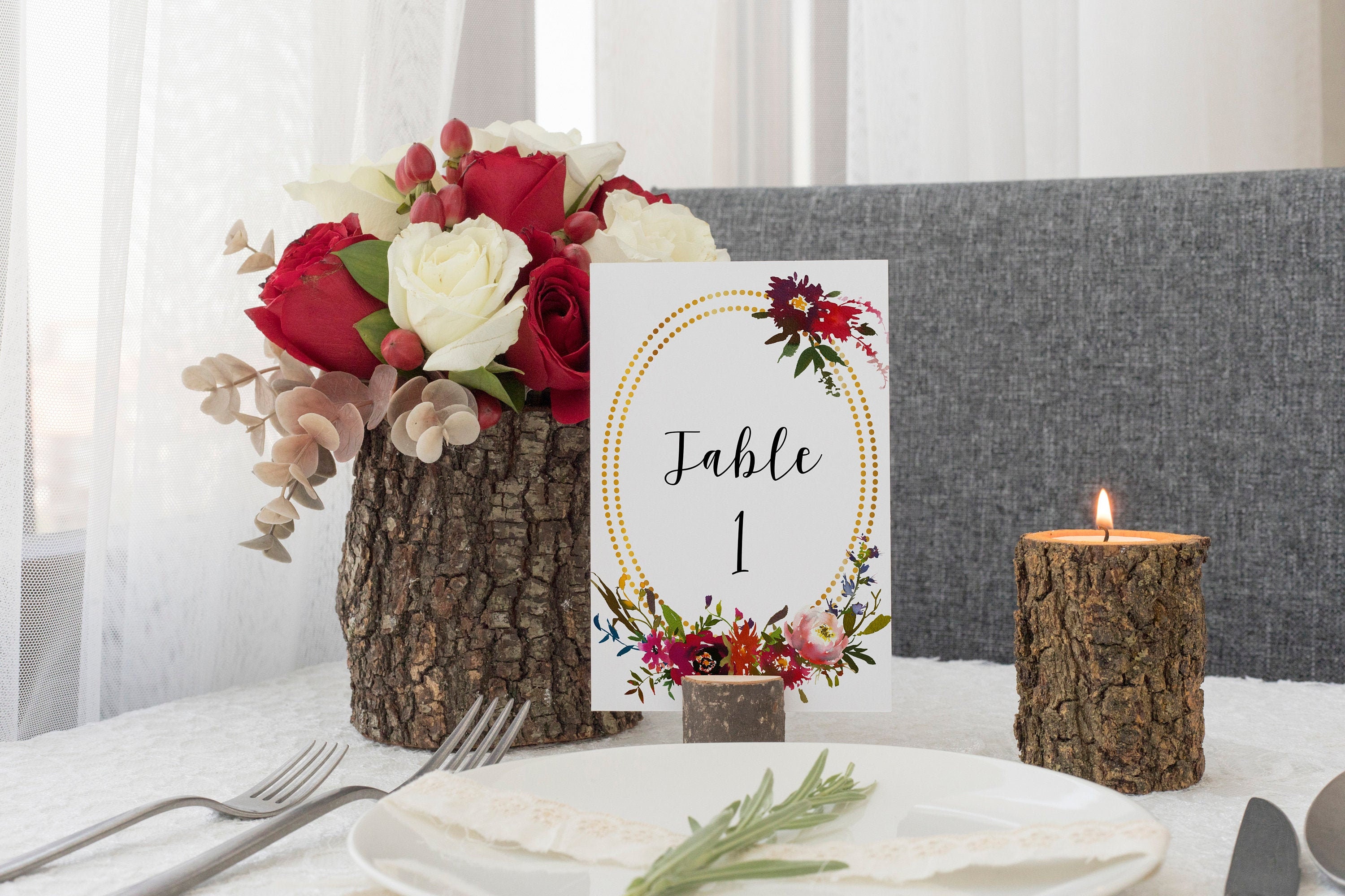 Rustic Gold Frame Table Numbers Editable Burgundy Table | Etsy