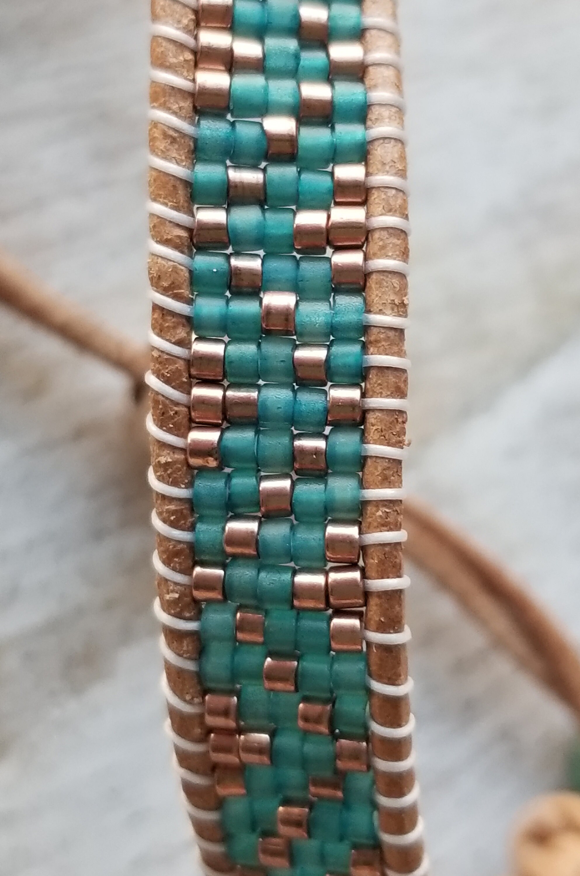 Genuine Turquoise Native American Handwoven Beaded Bracelet With ...