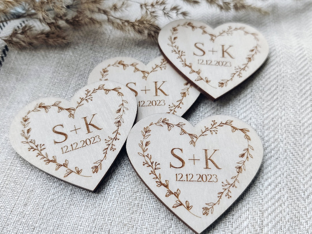 Heart Shaped Engraved Magnets, Save the Date Magnets, Heart Shaped ...