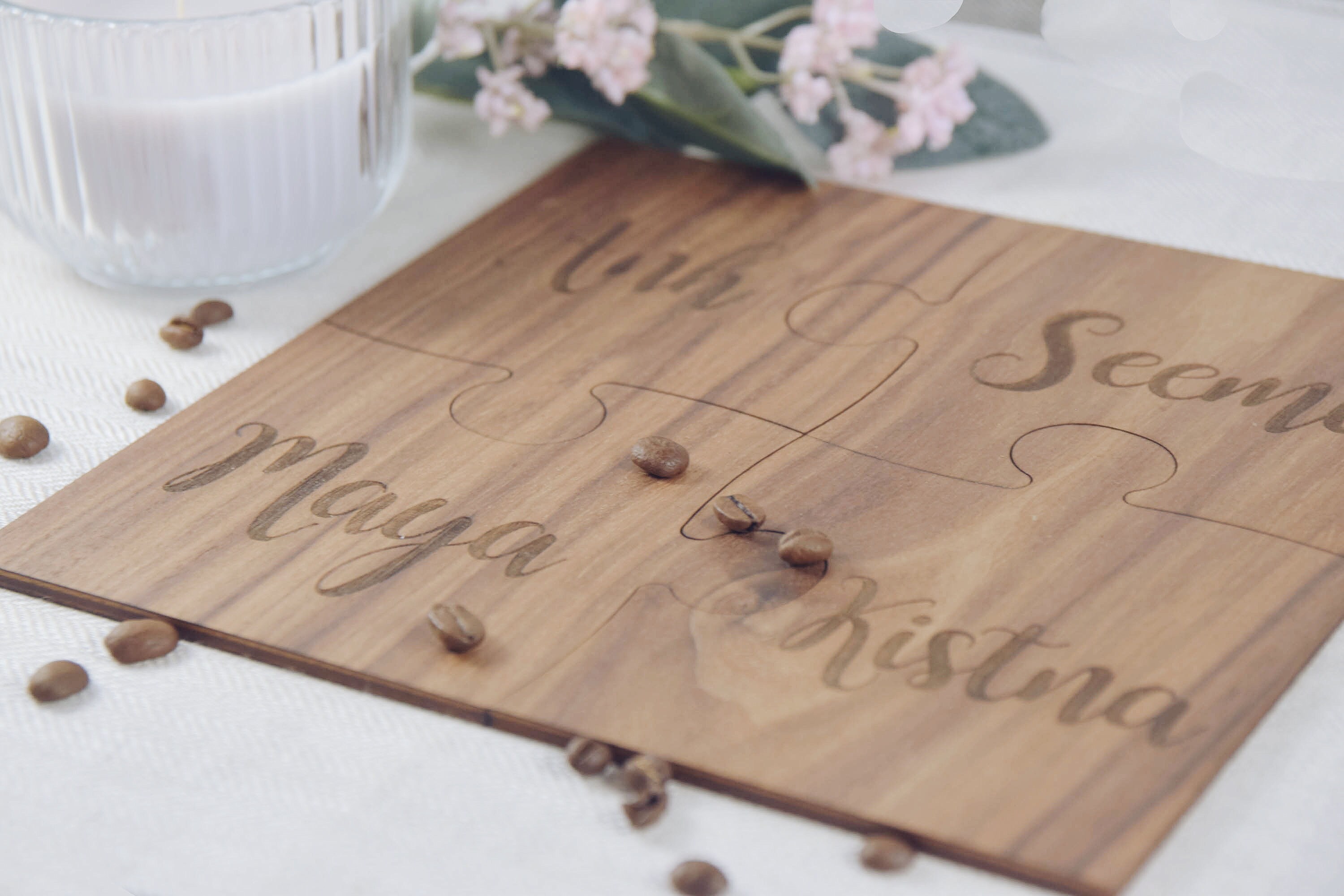 Set of 4 Puzzle Piece Coffee Coasters, Family Jigsaw Puzzle Piece ...