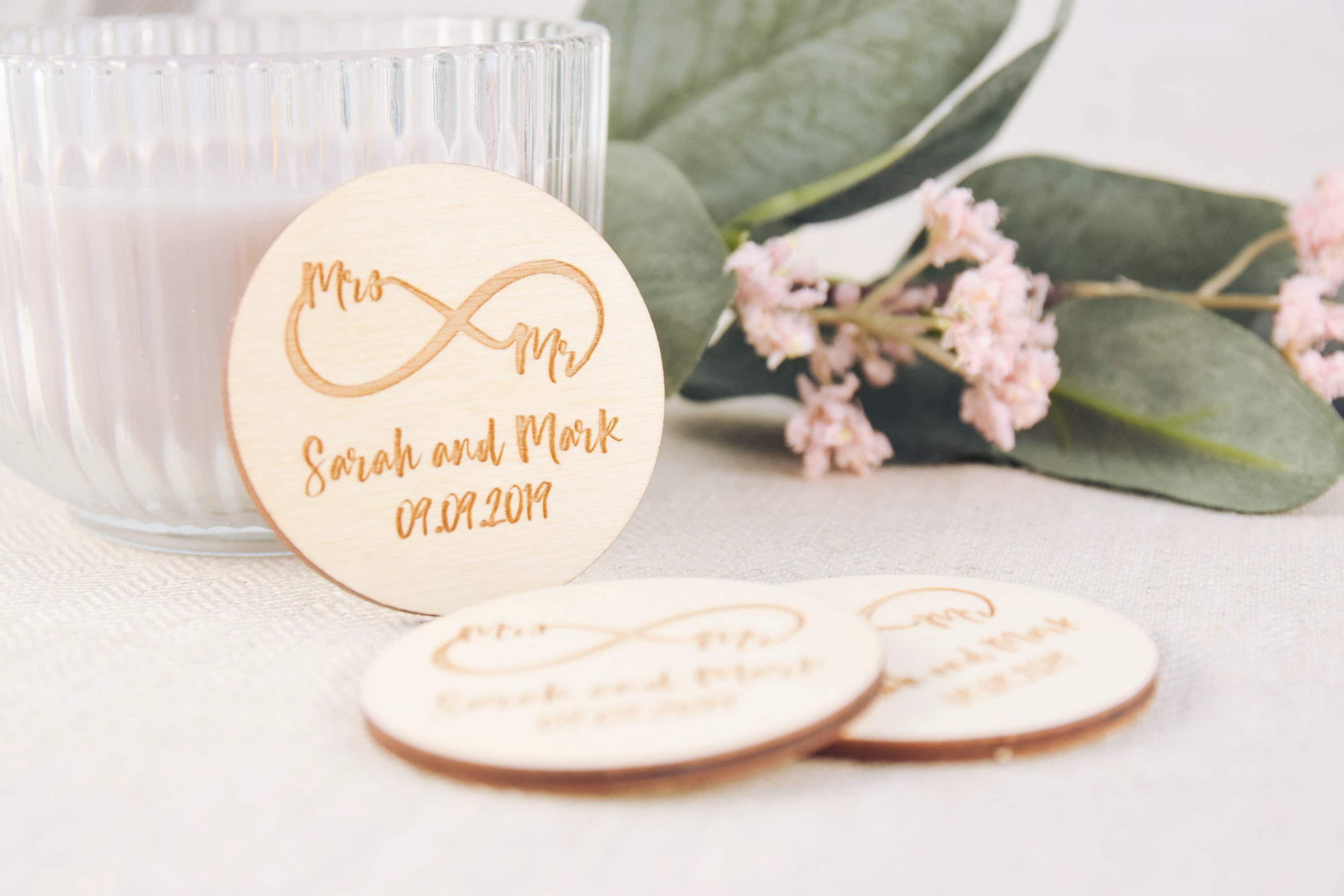 Personalized Wedding Wooden Magnets - Wooden Wedding Gifts for Guests ...