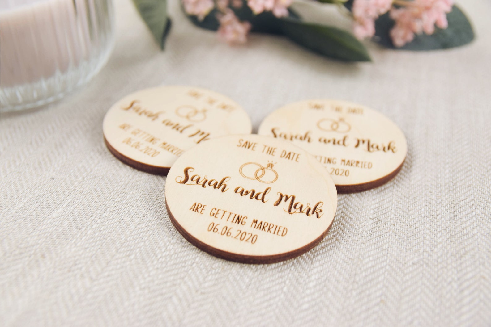 Save the Date Wooden Magnets - Small Wedding Favors - Save the Date ...