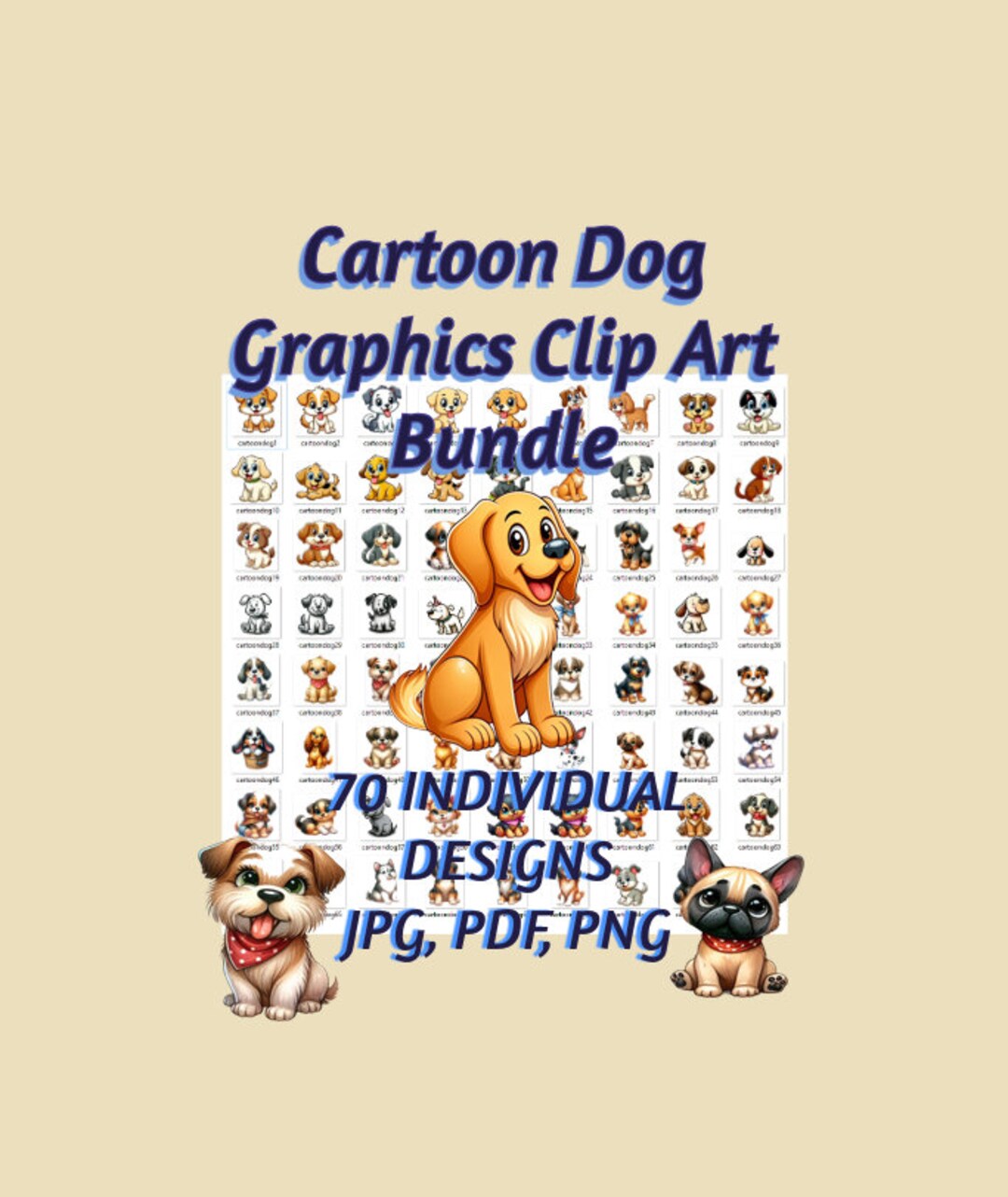 Digital Dogs Doggy Dog Cartoon Style Graphics Bundle for Arts and ...