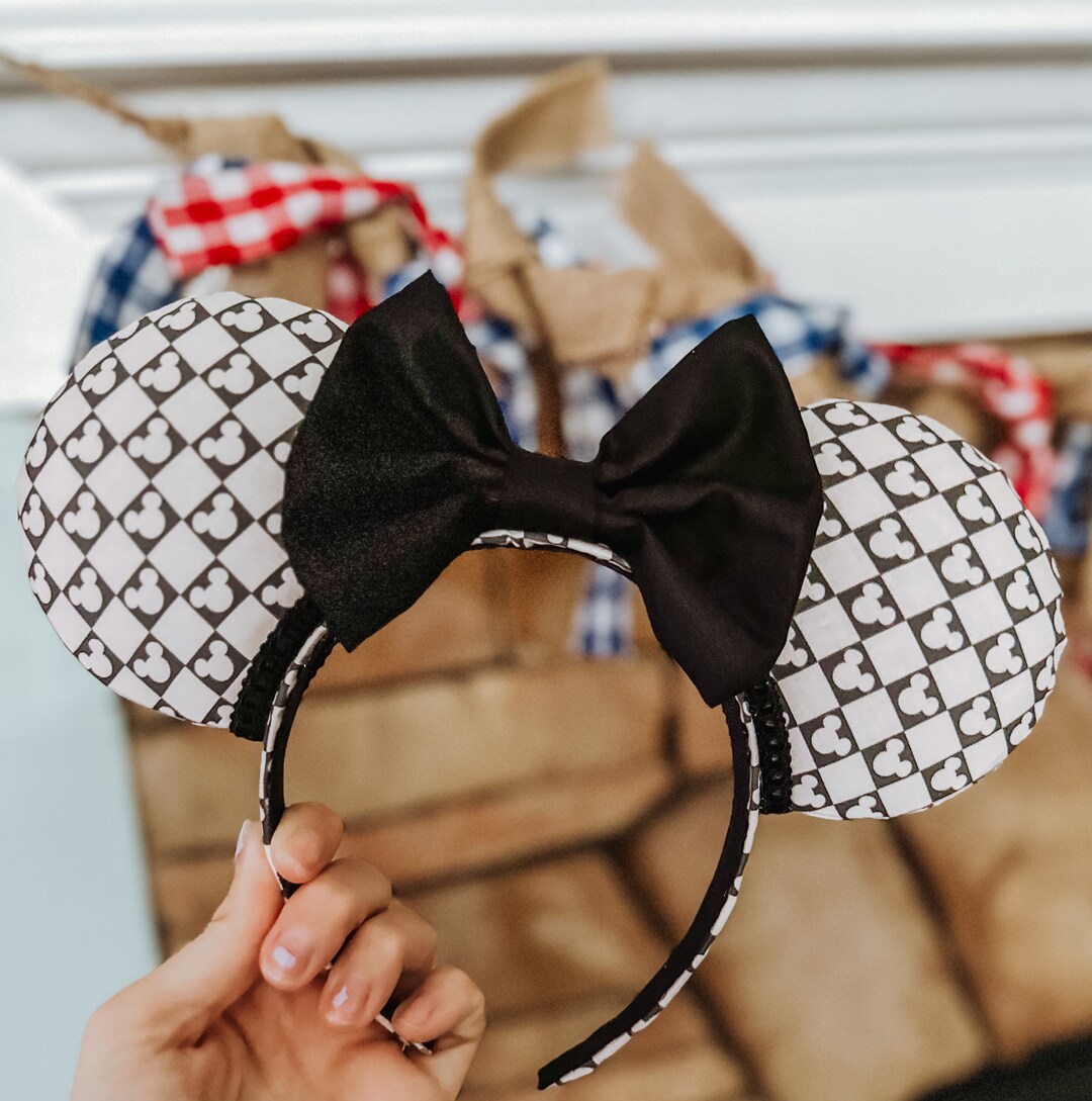Small Black and White Checkered Mickey Ears, Classy Mouse Ears - Etsy