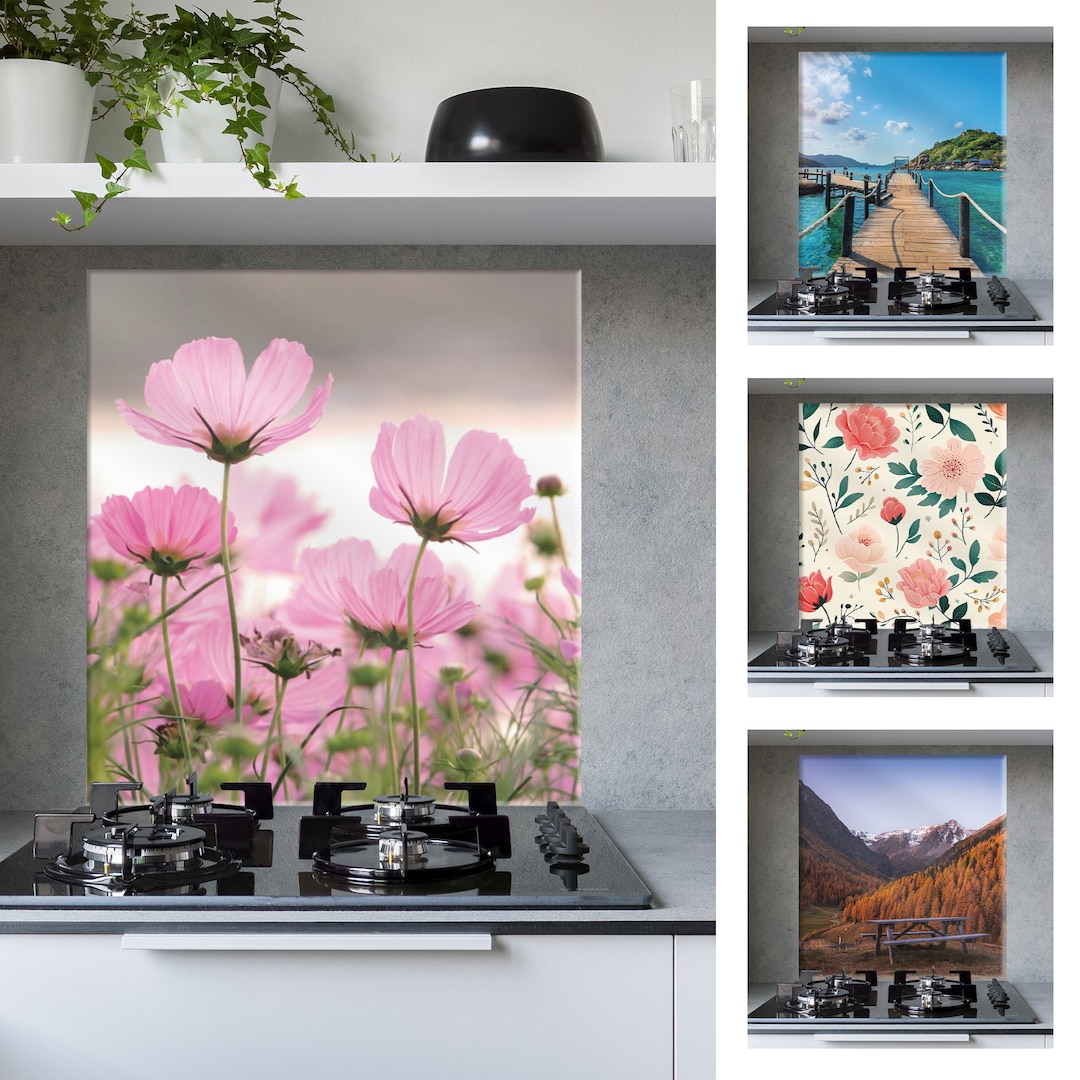 Kitchen Glass Splashback Printed Toughened Tile Cooker Panel Hob Cooker ...