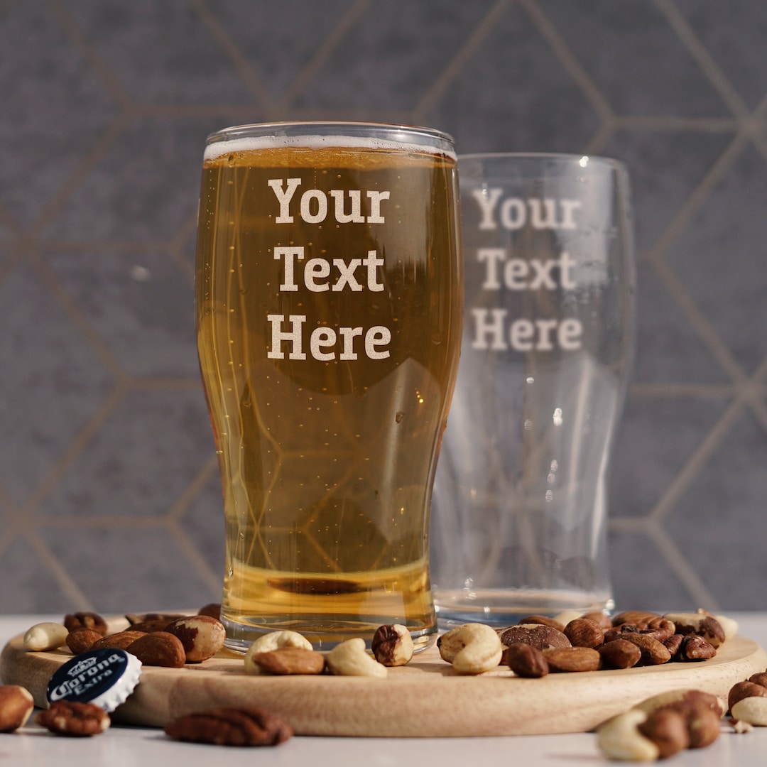 Personalised Pint Glass , Engraved Any Message Glass , Birthday Gift ...