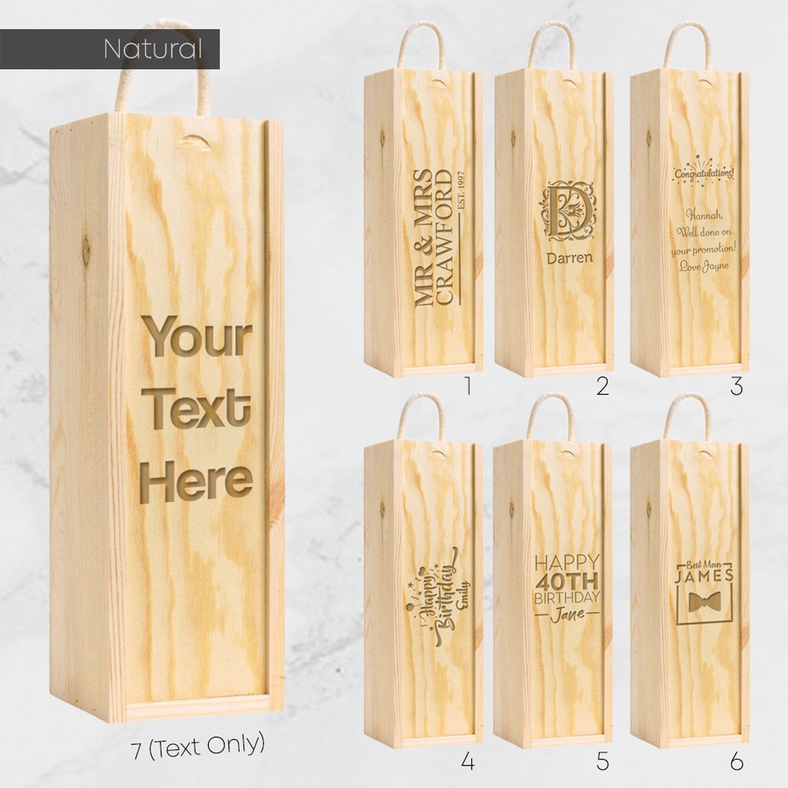 Personalised Bespoke Wooden Wine Box Laser Engraved Unique - Etsy