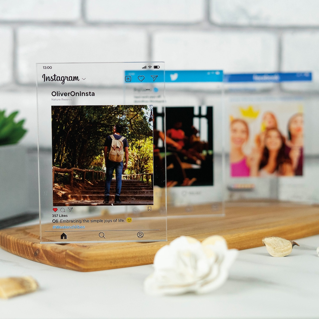 Personalised Social Media Block Customised Your Own Image Acrylic Glass ...