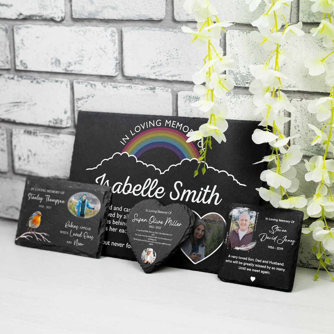 Personalised Photo Slate Memorial Plaque Custom Slate Plaque Grave ...