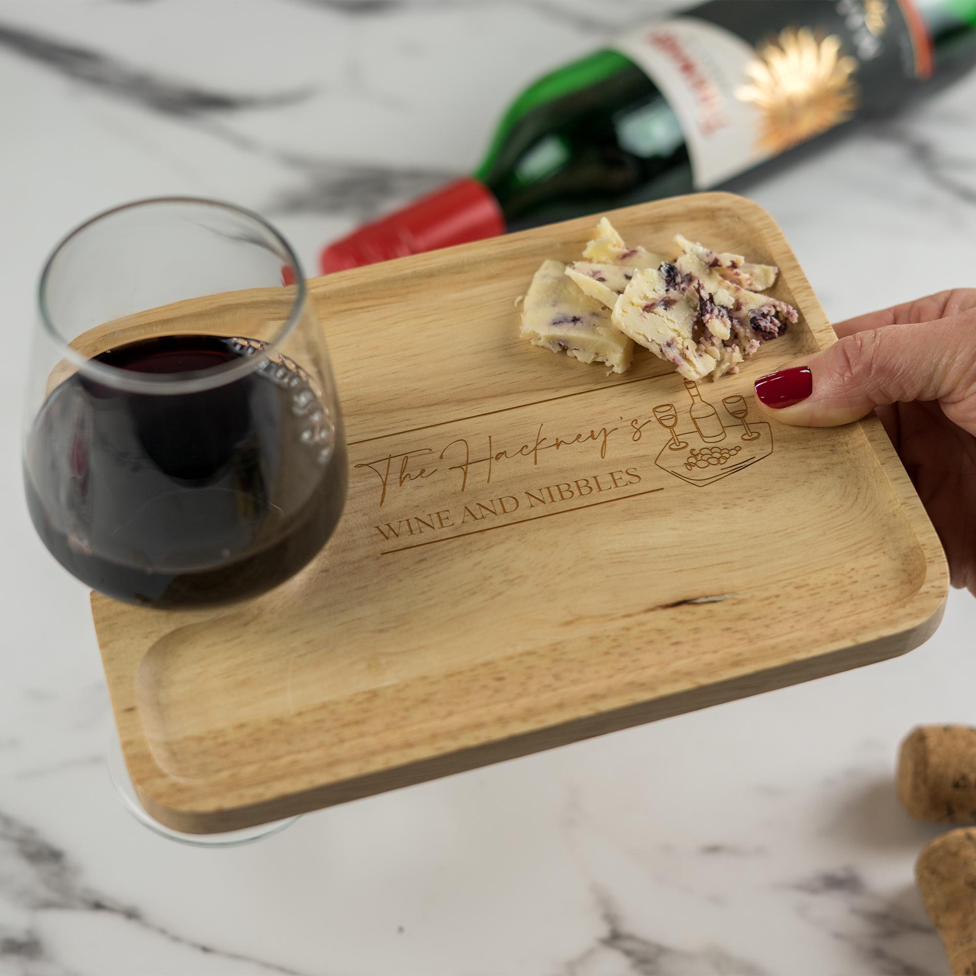 Personalised Wooden Wine and Nibbles Board Charcuterie Chopping Board ...