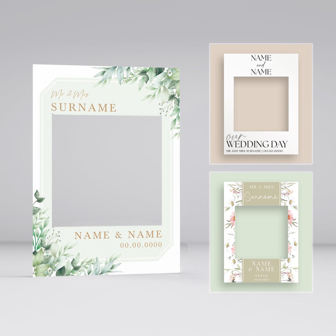 Customisable Wedding Selfie Frame Bespoke Floral Personalised Wedding ...