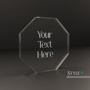 Personalised Octagon Glass Award Engraved Glass Acrylic Freestanding ...