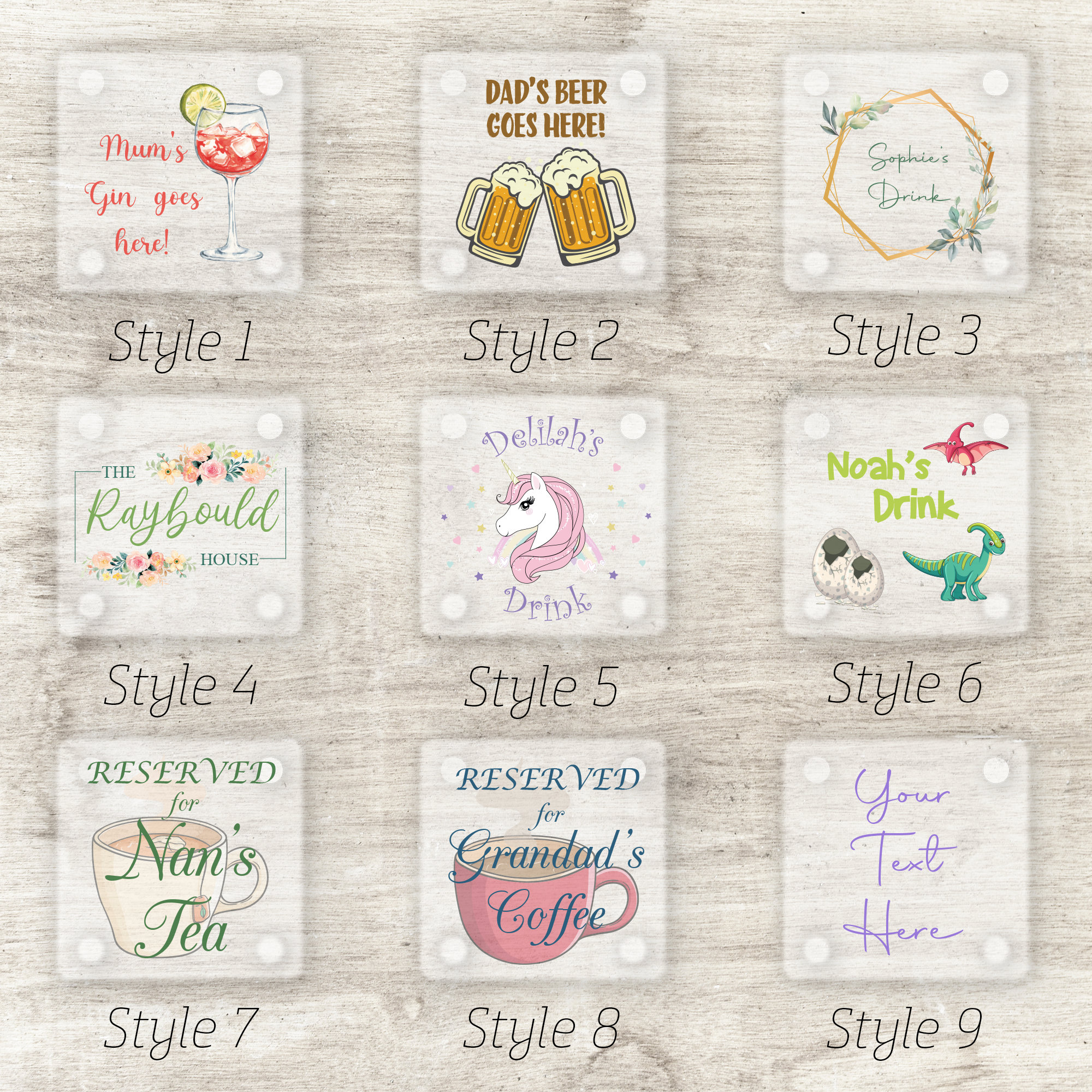 Personalised Coaster Printed Any Message Glass Effect Acrylic Drink ...