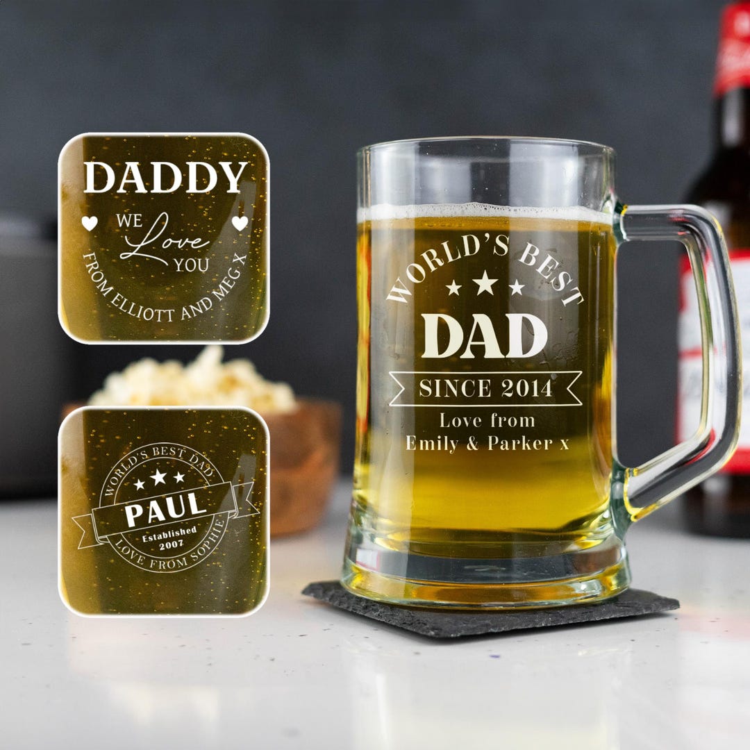 Personalised Beer Glass - Custom Engraved Tankard Glass Gift Any ...
