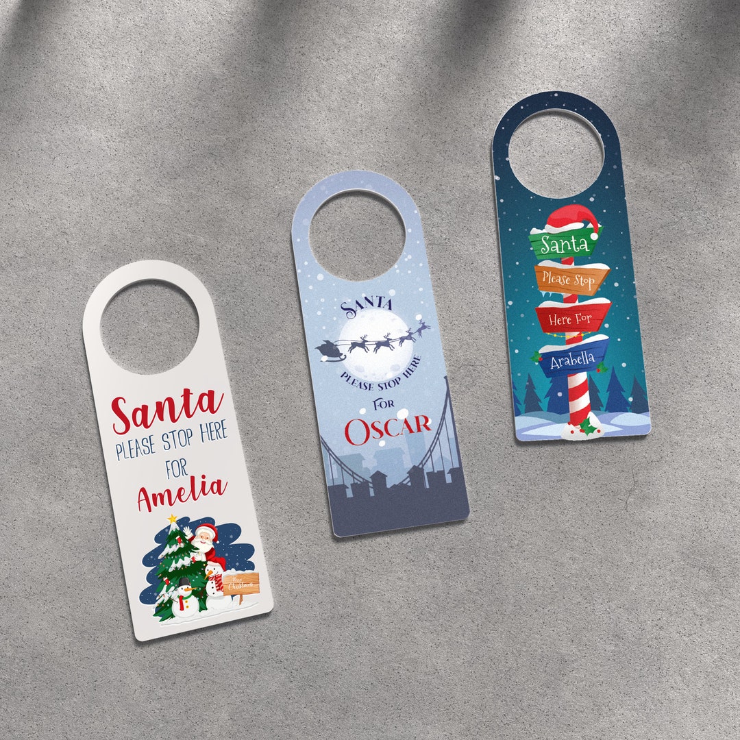 Personalised Door Hanger Custom Santa Please Stop Here Sign Any Name ...
