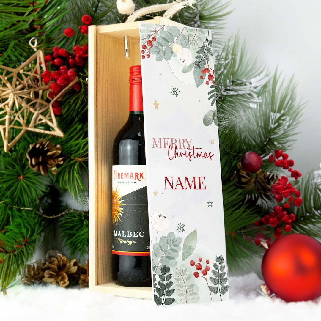 Personalised Wine Box Christmas Gift Wine Presentation Box Xmas Themed ...