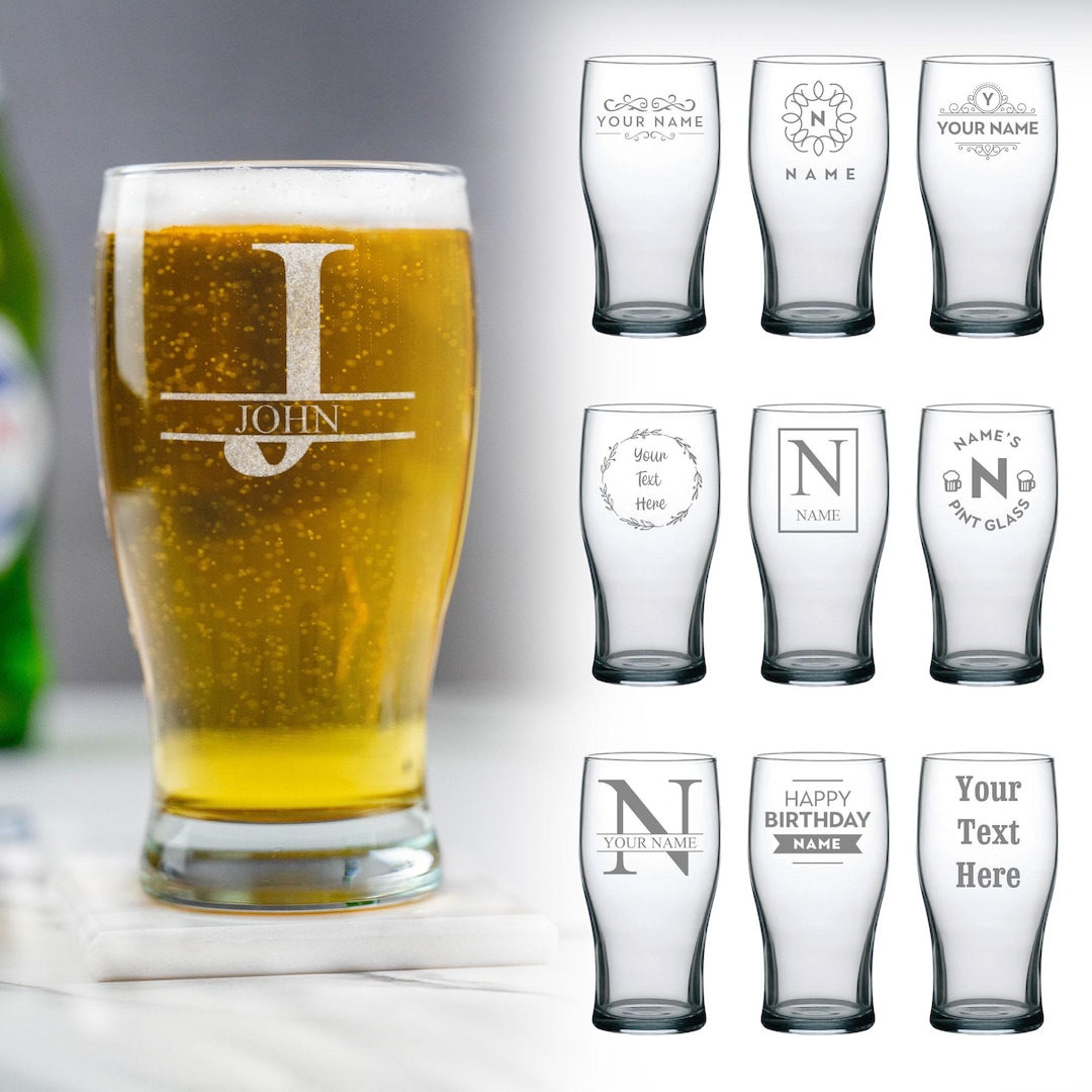 Personalised Custom Pint Glass - Engraved Beer Glass Glass Gift Any ...