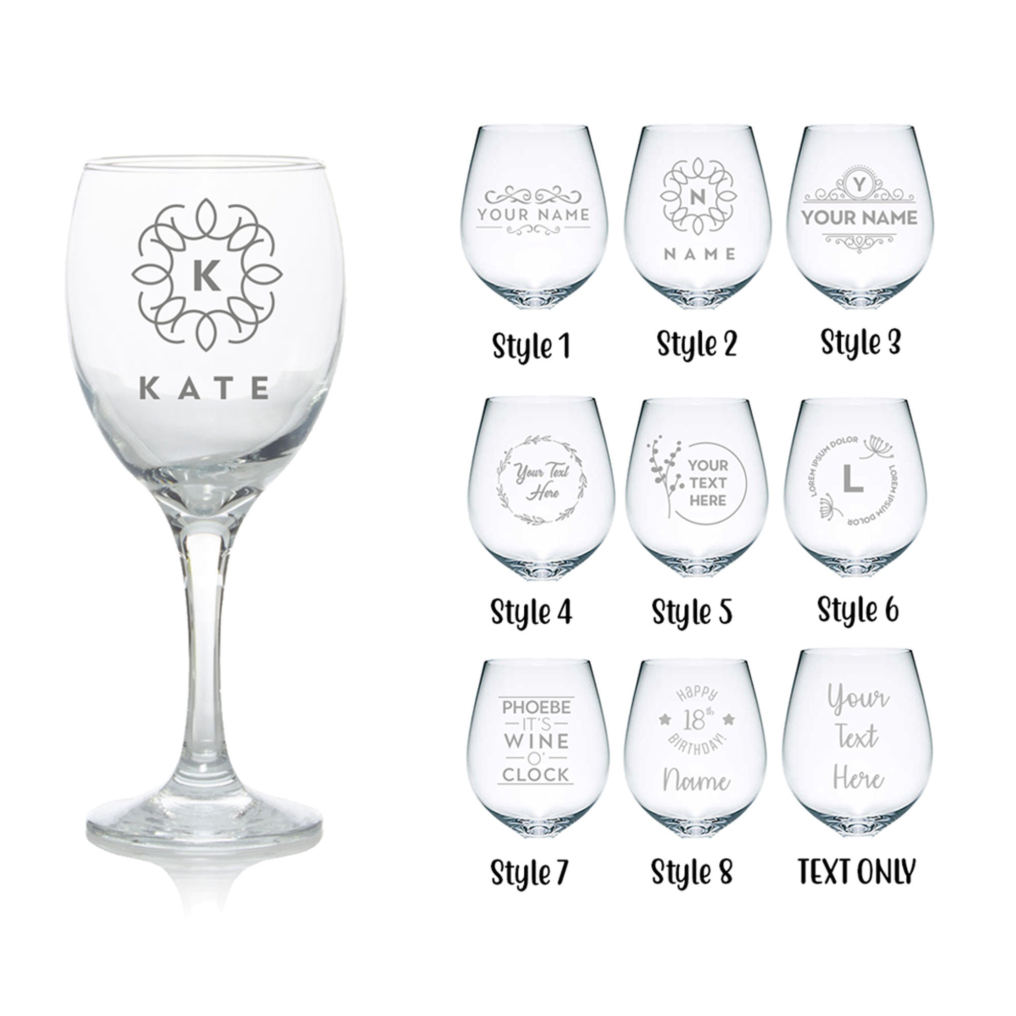 Personalised Wine Glass Laser Engraved Your Own Message - Etsy UK
