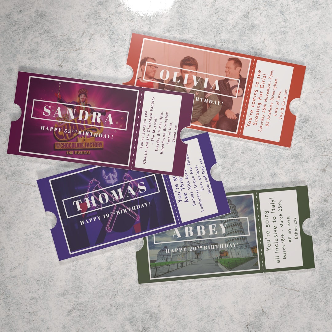 Personalised Ticket Customised Your Own Photo Concert Ticket, Theatre ...