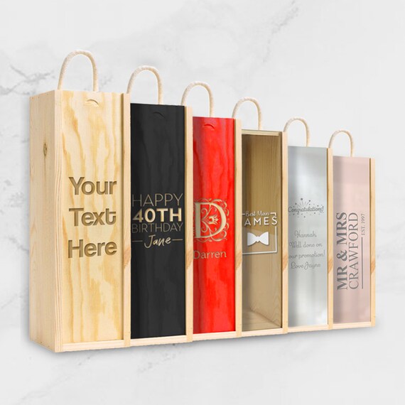 Personalised Bespoke Wooden Wine Box Laser Engraved Unique - Etsy