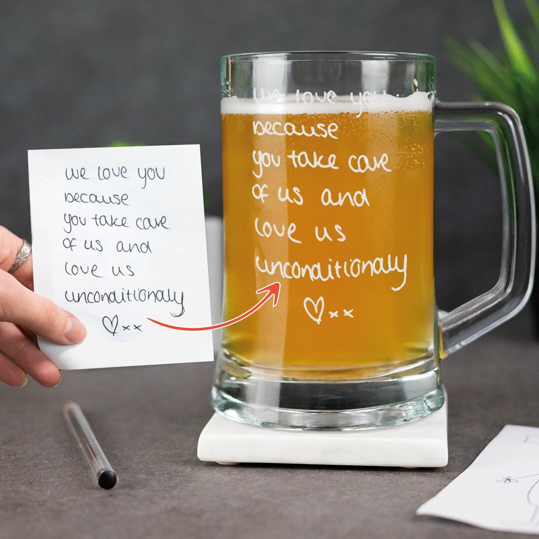 Personalised Tankard Glass Custom Handwriting Engraved Any Message ...