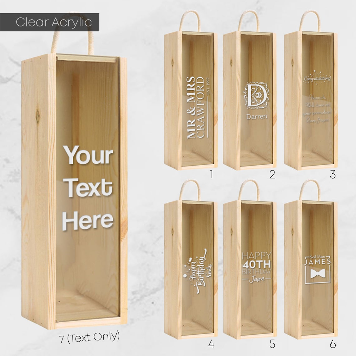 Personalised Bespoke Wooden Wine Box Laser Engraved Unique - Etsy