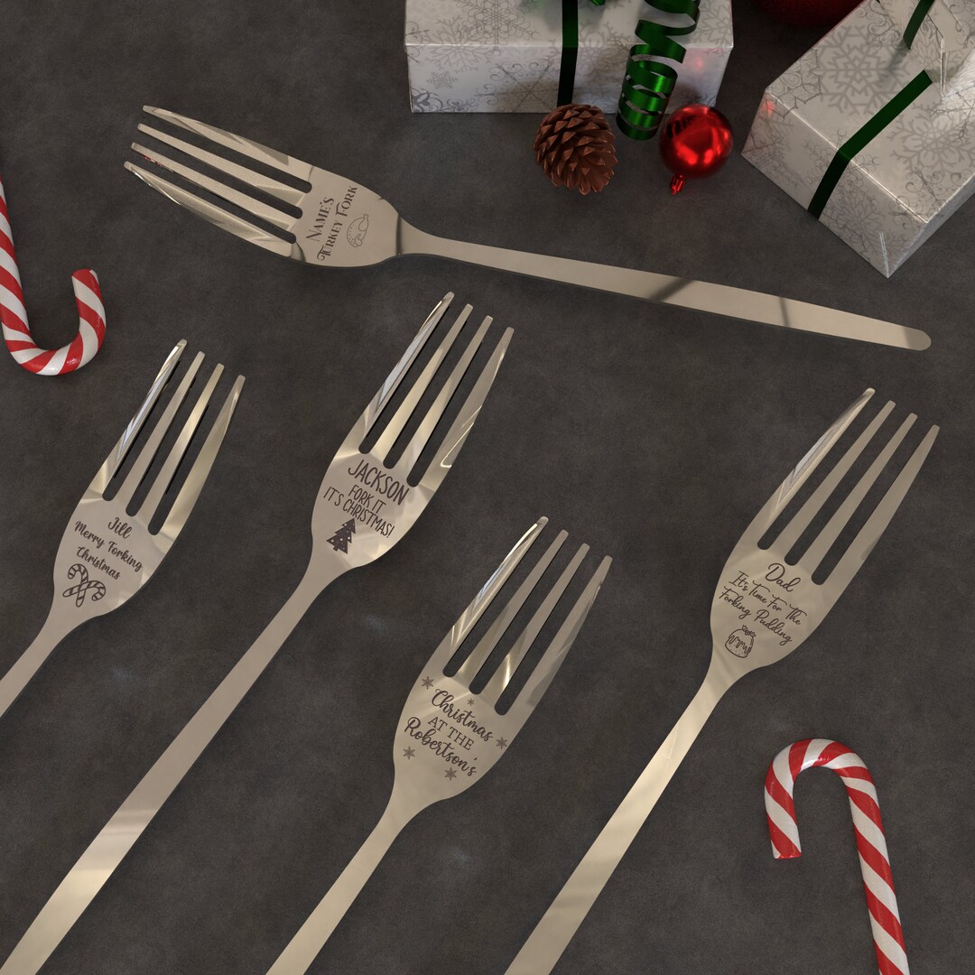 Personalised Christmas Engraved Fork Custom Tableware Festive Xmas Gift ...
