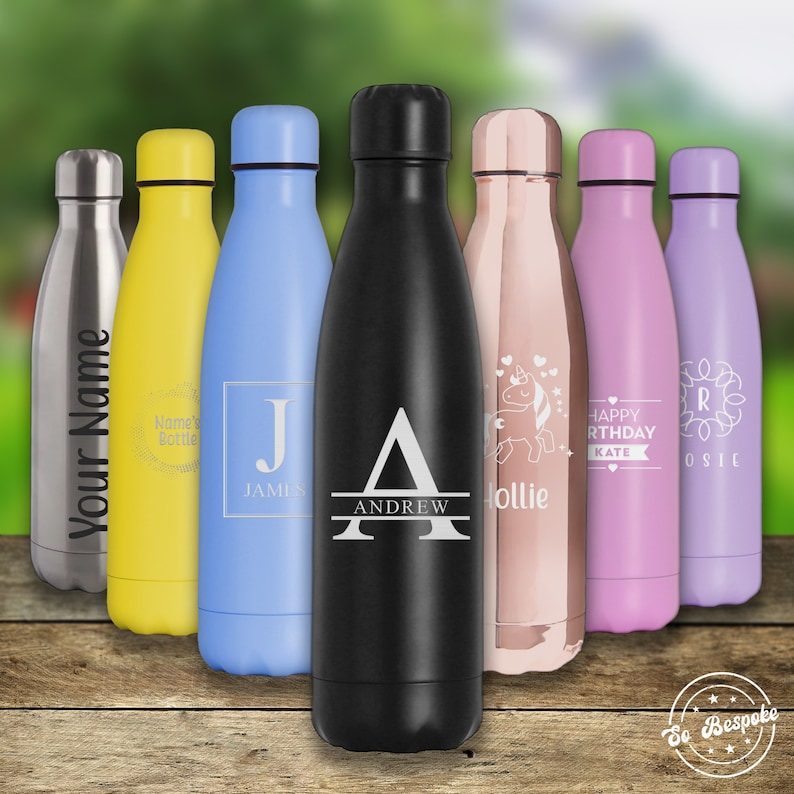 Personalised Water Bottle 500ml, Double Wall Flask - Hot OR Cold ...