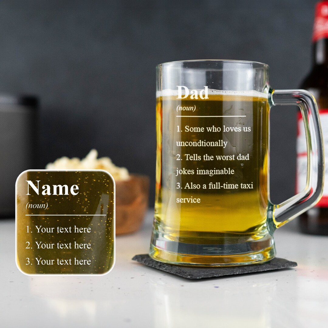 Personalised Noun Beer Glass With Gift Box Engraved Custom Glassware ...