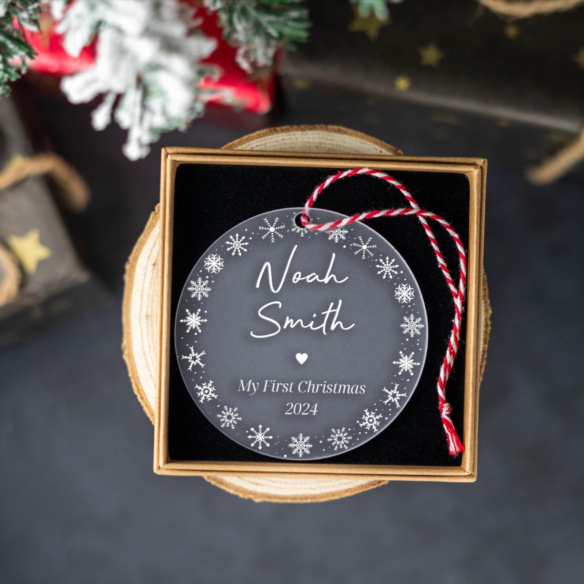 Personalised Christmas Bauble Frosted Hanging Decoration Tree Ornament ...