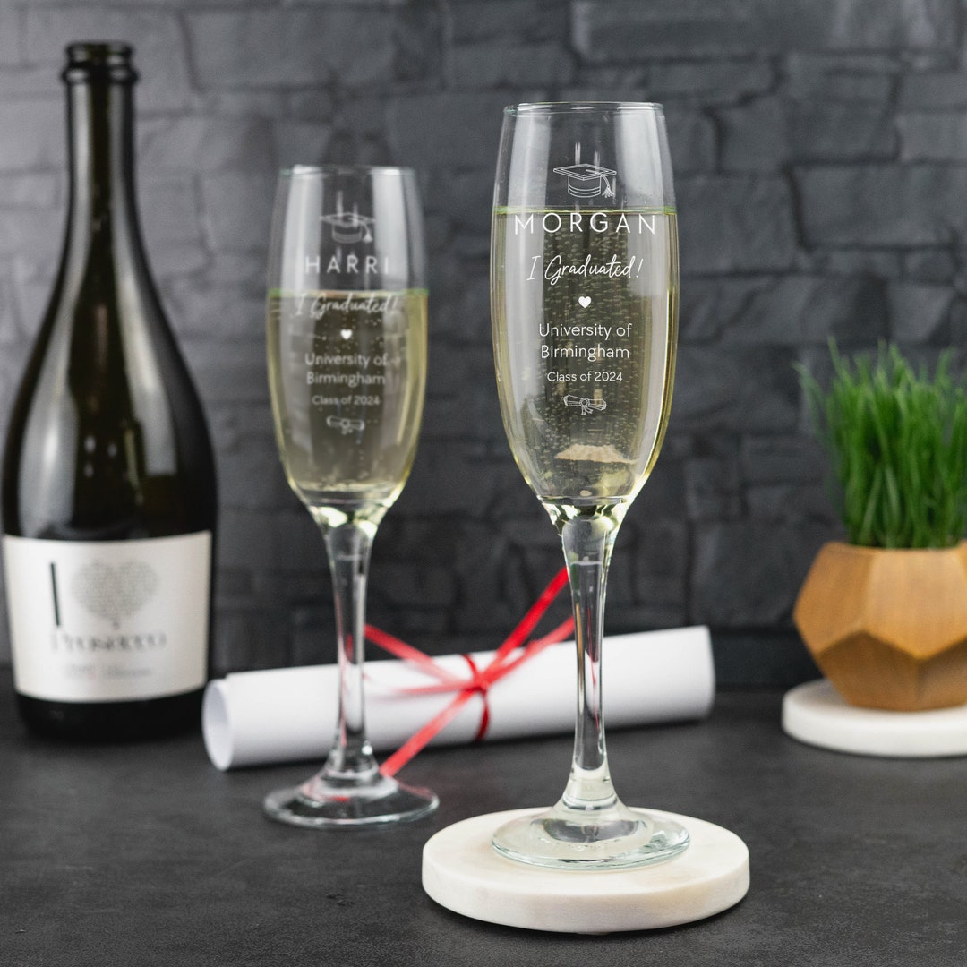 Personalised Champagne Flute Graduation Glass Laser Engraved Graduation ...