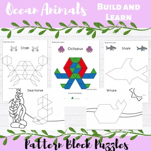 Ocean Animals Pattern Block Puzzles - Etsy