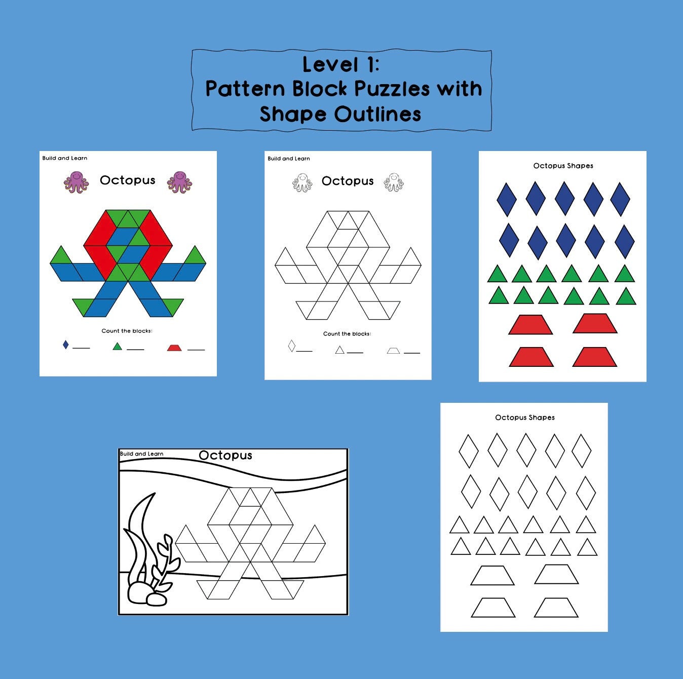 Ocean Animals Pattern Block Puzzles - Etsy