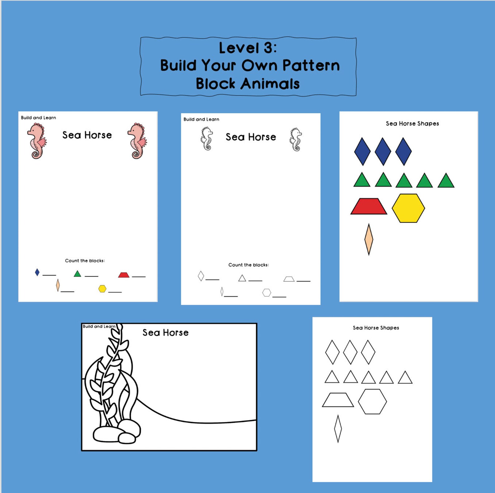 Ocean Animals Pattern Block Puzzles - Etsy