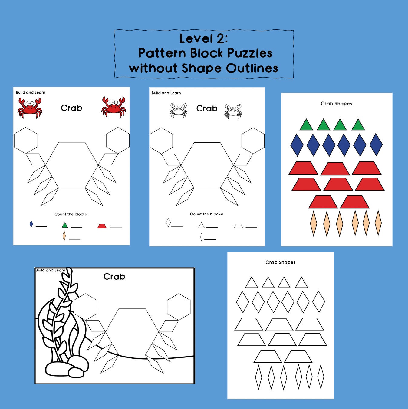 Ocean Animals Pattern Block Puzzles - Etsy