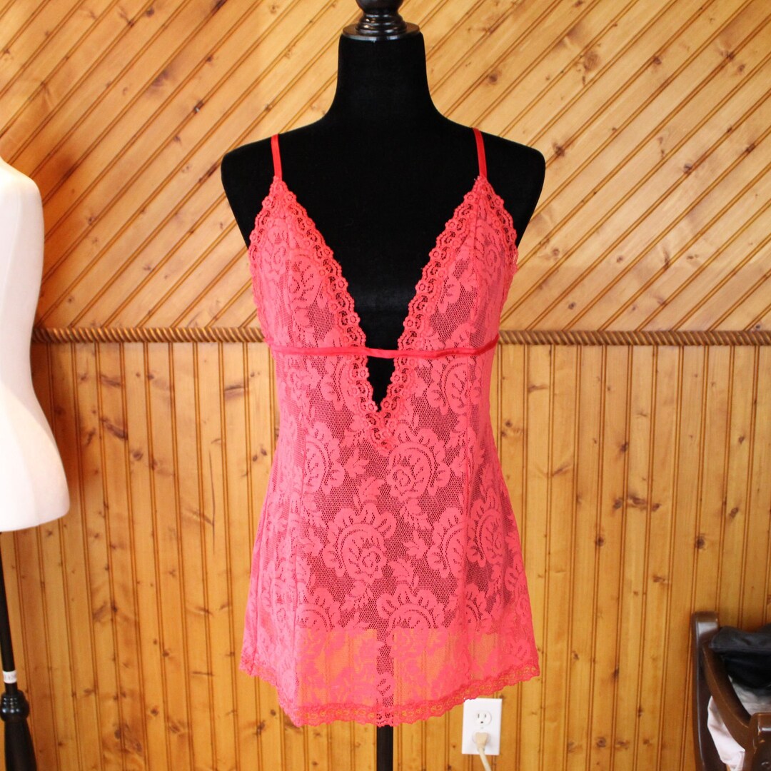 Victoria's Secret Dark Coral Negligee Lace Deep V - Etsy
