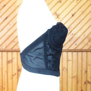 Vintage Sears Long Line Bra Lace Bustier Black Low Back Strapless 38C ...